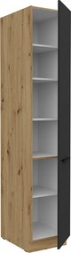 ARIA ac | vysoká skříňka 40 DK-210 2F potravinová s policemi | 40 cm | ANTI FINGERPRINT povrch | artisan/černá