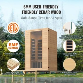 Far Infrared Wooden Sauna Room Domácí sauna Spa pro 2 osoby 1800 W