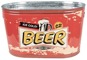 Nádoba na led červená hliníková Ice Cold Beer – 40 x 25 x 23 cm