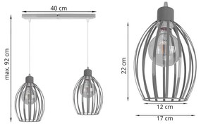 Závěsné svítidlo Toronto, 2x drátěné stínítko (výběr ze 3 barev)