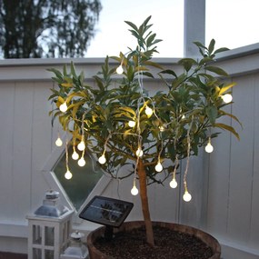 STAR TRADING Světelný LED řetěz na solární napájení White Ball Globini, bílá barva, plast