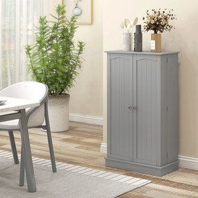 HOMCOM Moderní Kuchyňská Skříňka s Úložným Prostorem, Regály a 12 Kořenkami, Spíž pro Jídelnu a Obývací Pokoj, 60 x 30 x 104 cm, Šedá