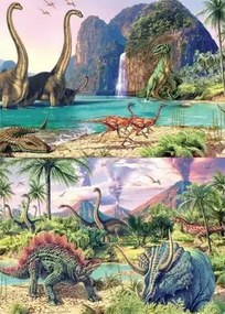 EDUCA Puzzle Panorama Dinosauří svět / 2x100 dílků / od 6 let