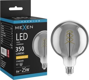 Mexen Vintis, LED žárovka spirála E27, G125, 6W, Teplá - 2200K, 350 lm, kouřová - L168-E27-0622-70
