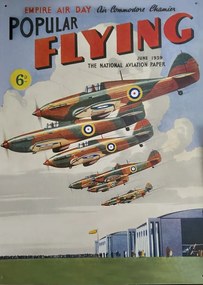 Plechová cedule  Populární Flying June 1939 letadlo