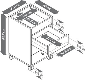 Tchibo - Pojízdný kontejner se zásuvkami - barva: bílá