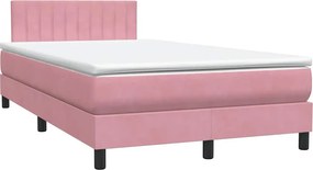 Box spring postel s matrací a LED růžová 120x220 cm samet 3317120