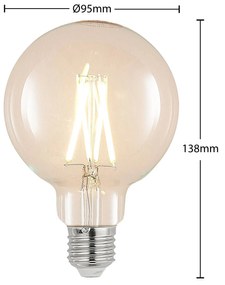 LED žárovka E27 8W 2700K G95 globe filament čirá