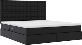 Postel s úložným prostorem s čelo Černá 180 x 200 cm Umělá kůže 3371677