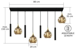 Lustr na lanku CALYPSO 4xGU10/60W/230V + 4xE27/60W černá/zlatá