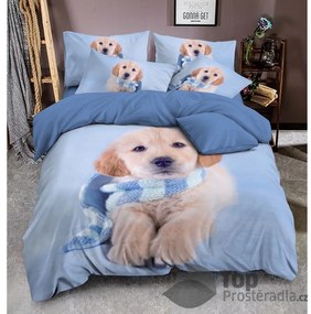 3D povlečení na jedno lůžko 140x200 + 70x90 + 40x40 -  Winter puppy