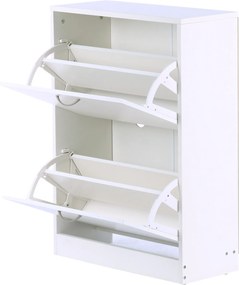HOMCOM Moderní botník do předsíně s 2 zásuvkami a nastavitelnými policemi 60x24x80 cm Bílý