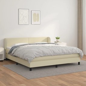 Box spring postel s matrací krémová 160x200 cm umělá kůže 3127201