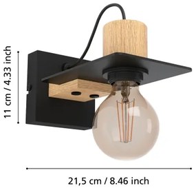 Eglo 43753 - Nástěnné svítidlo BRAMERTON 1xE27/40W/230V