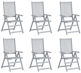 Zahradní polohovací židle 6 ks šedé masivní akáciové dřevo,  3065518