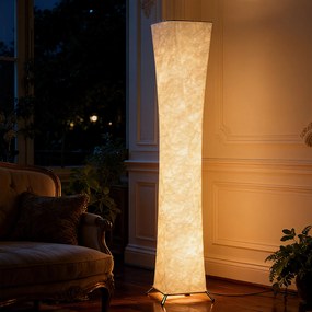 HOMCOM Stojací lampa s papírovým stínidlem, nožní spínač, 3 úrovně jasu, bílá