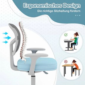 Costway Ergonomická dětská psací židle s nastavitelnou výškou a – modrý