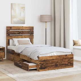 Rám postele s čelo Staré dřevo 90 x 190 cm Kompozitní dřevo 3411697