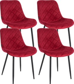 Jídelní židle Sowerby - samet - 4 ks | červené