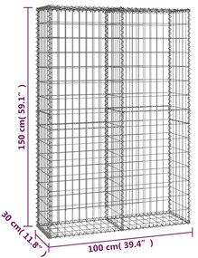 vidaXL Marketos Gabionový koš s víky z pozinkovaného drátu 150 x 100 x 30 cm