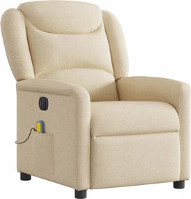 Elektrické masážní polohovací křeslo krémové textil 3303192