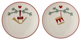 Krémové dezertní talíře v sadě 2 ks s vánočním motivem z kameniny ø 16 cm Yule – Bloomingville