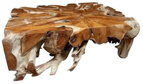 Konferenční stolek Poso, kořenové teakové dřevo 80 x 80 cm