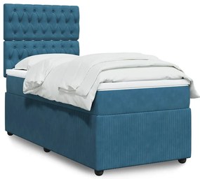 Box spring postel s matrací tmavě modrá 80 x 200 cm samet 3292200