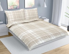 Bellatex Krepové povlečení na dvoudeku Béžová,Bílá 180x220 cm, 2ks 70x90 cm