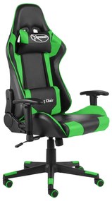 20493 vidaXL Otočná herní židle zelená PVC
