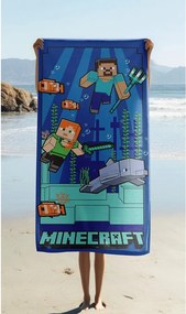 Modrá dětská osuška z mikrovlákna 70x140 cm Minecraft "Underwater Fun" – Jerry Fabrics