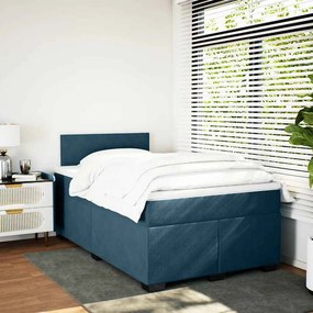 Box spring postel s matrací modrá 120 x 190 cm samet 3288556