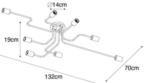 Designové stropní svítidlo černé 8-světlo - Facile