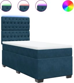 Box spring postel s matrací modrá 80 x 200 cm samet 3293072