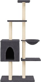 Škrabadlo pro kočky se sisalovými sloupky tmavě šedé 145 cm 172096