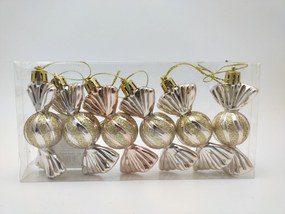 Vánoční ozdoby na stromeček, kulaté bonbóny, 6 ks, různé barvy na výběr Barva: Světle zlatá