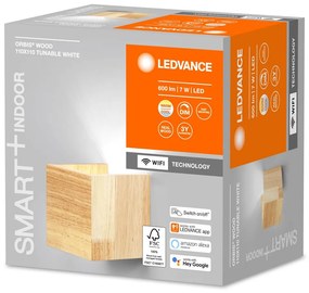 Chytré WiFi LED světlo WALL WOOD 110x110, nastavitelná bílá