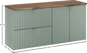 Comad Koupelnová skříňka pod deskové umyvadlo set Line Reed Green 120 zelená/dub cassela