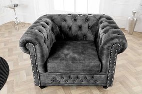 Designové křeslo Chesterfield antik šedé