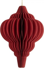 Papírová červená skládací vánoční ozdoba baňka - Ø 9*12 cm