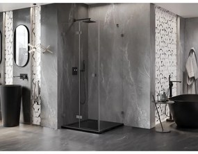 Mexen Lunar-F, skládací sprchový kout levý 100 x 100 cm, 8mm čiré sklo, grafitový profil, 836-100-100-95-00-L