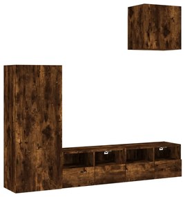vidaXL 4dílná obývací stěna kouřový dub kompozitní dřevo