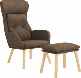 Relaxační křeslo s podnožkou hnědé textil 3097753