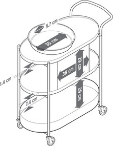 Tchibo - Servírovací vozík s podnosem - barva: černá