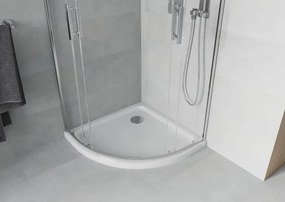 Mexen Rio, čtvrtkruhový sprchový kout 90 x 90 cm, 6mm čiré sklo, chromový profil + bílá sprchová vanička, 863-090-090-01-00-4110