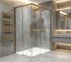 Gelco Luxor Gold Matt sprchový kout obdélníkový 90 x 80 x 200 cm L/P varianta rohový vstup posuvné zlatá čiré sklo GU2190GGU2180G
