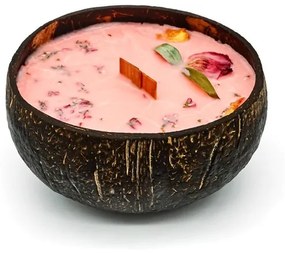 Veganská svíčka v kokosu Tropikalia Plum, Rose & Patchouli