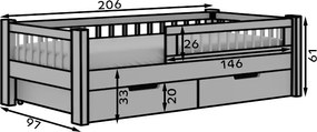 ADRK Furniture Dětská postel Flora s matrací CH-FLO-P-200-M