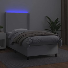 Box spring postel s matrací a LED bílá 80 x 200 cm umělá kůže 3139230