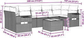 8dílná zahradní sedací souprava a podušky světle šedá polyratan 3252279